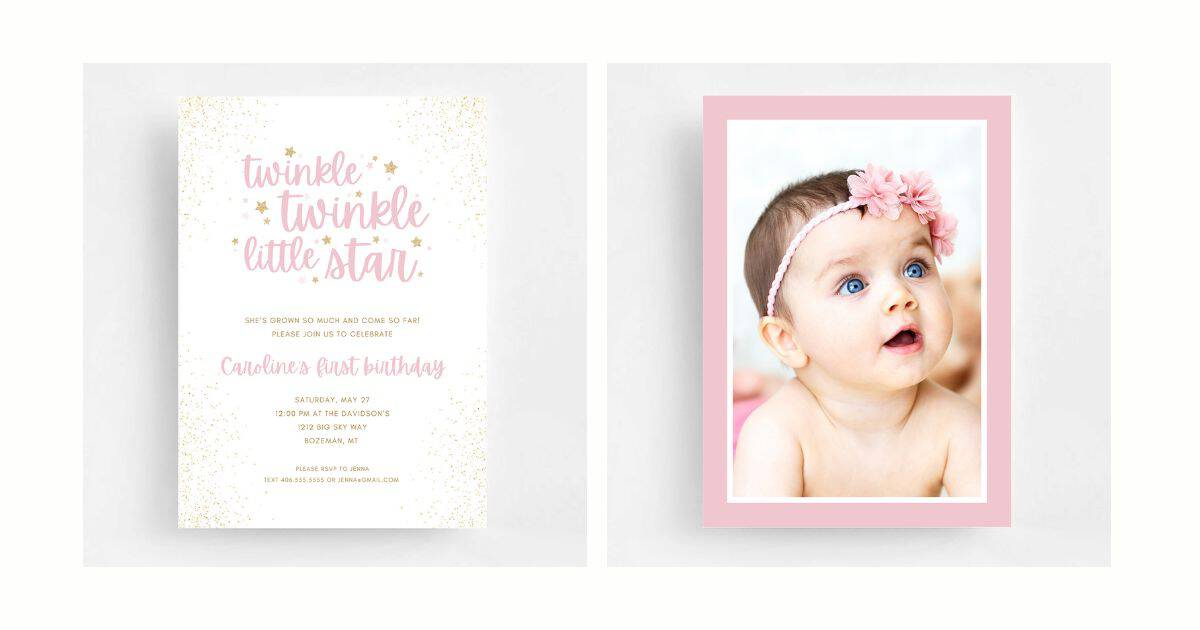 Twinkle Twinkle Little Star 1st Birthday Invitations